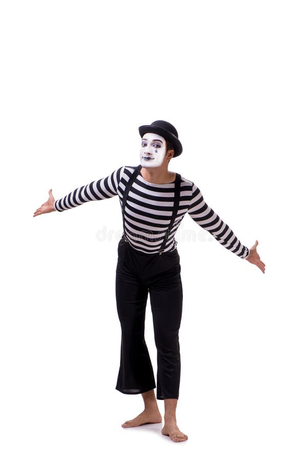 The Young Mime Isolated on White Background Stock Image - Image of ...