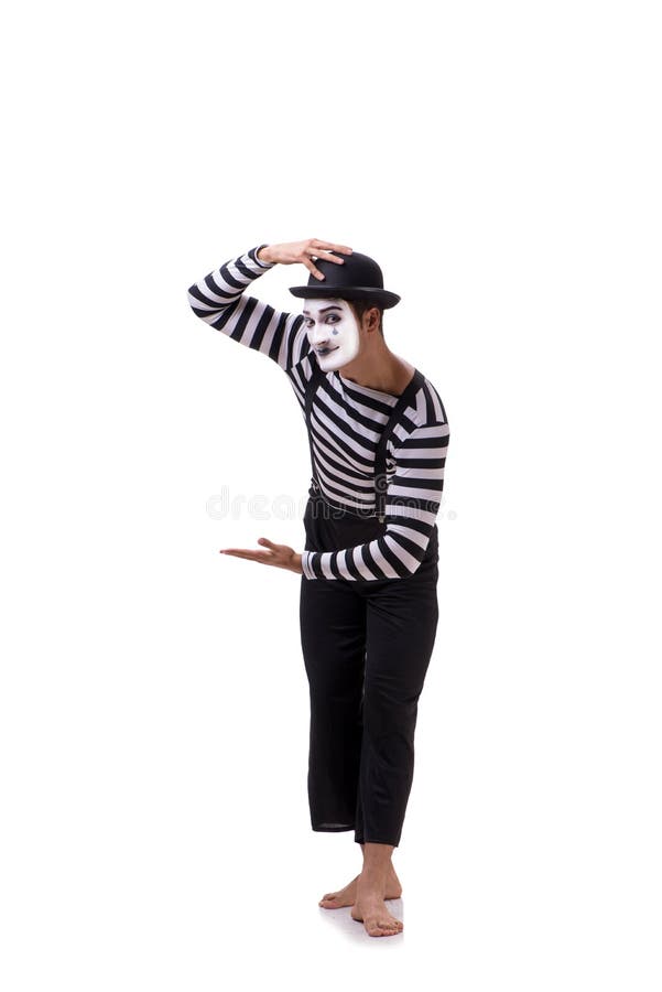 The Young Mime Isolated on White Background Stock Photo - Image of ...