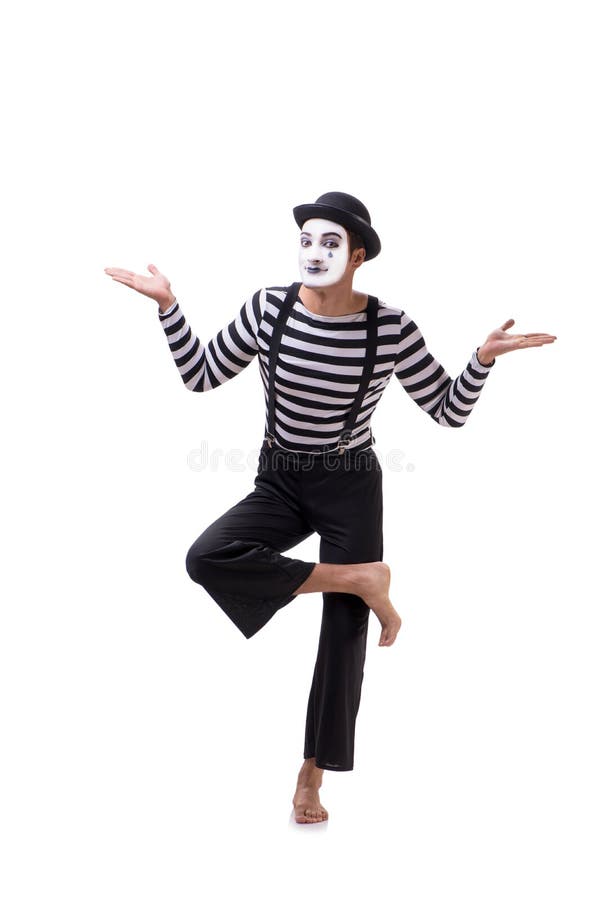 The Young Mime Isolated on White Background Stock Photo - Image of ...