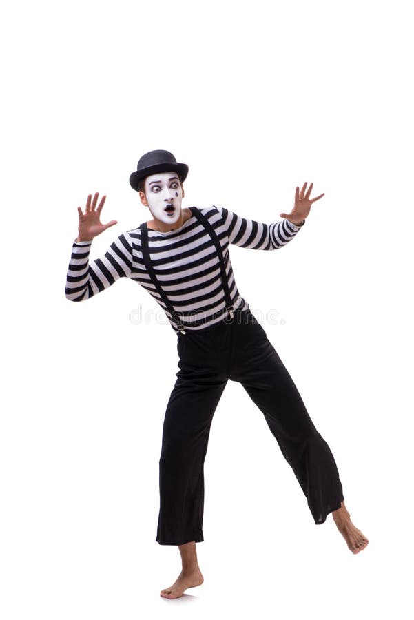 The Young Mime Isolated on White Background Stock Image - Image of male ...