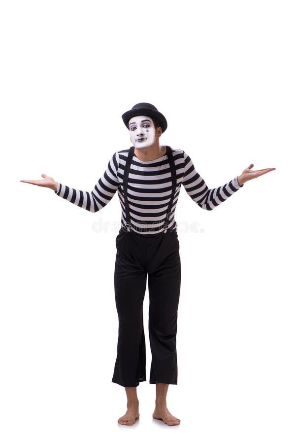 The Young Mime Isolated on White Background Stock Image - Image of ...