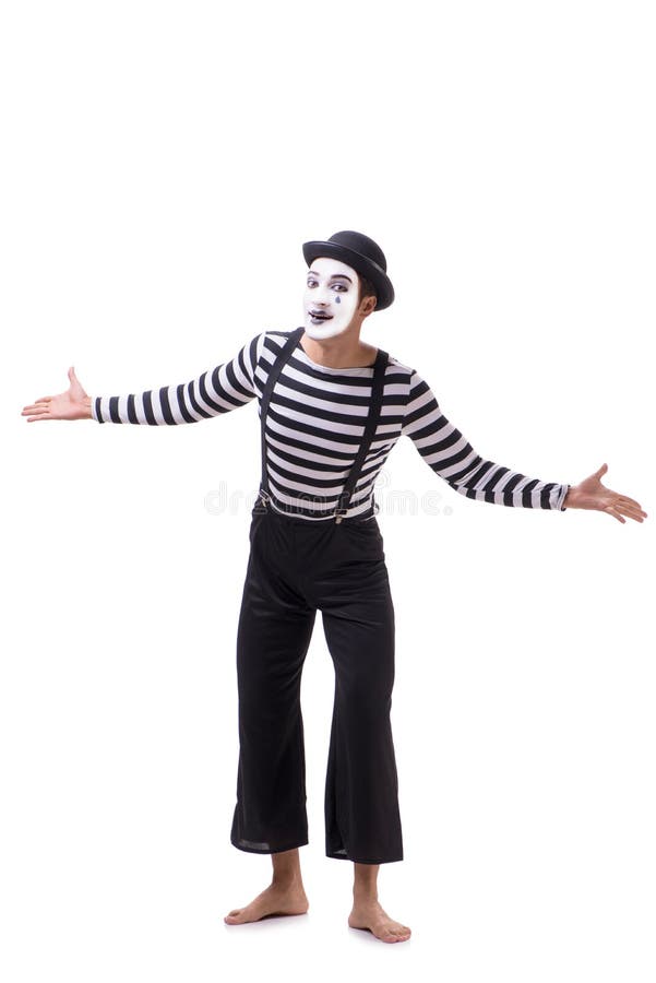 The Young Mime Isolated on White Background Stock Image - Image of ...
