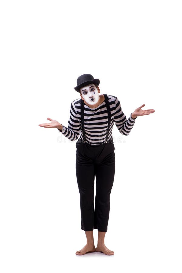 The Young Mime Isolated on White Background Stock Image - Image of male ...