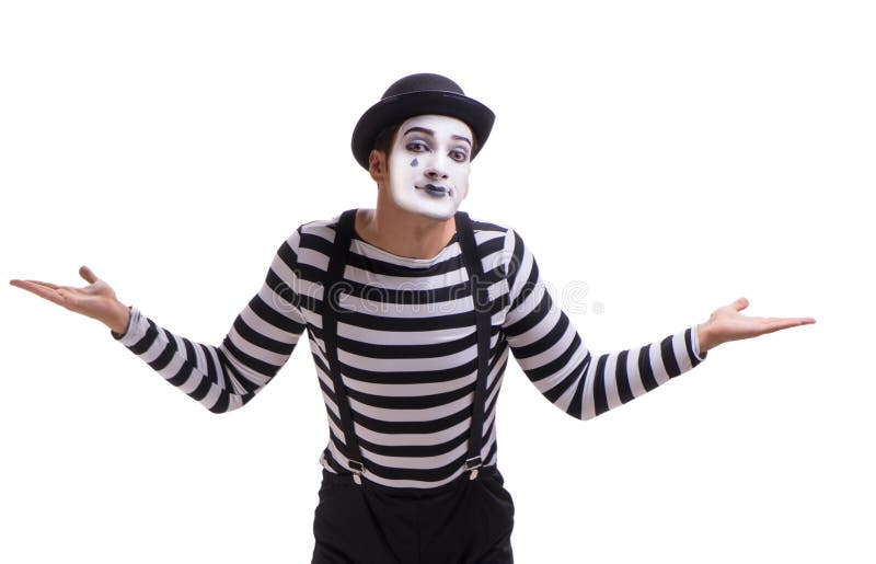 Young Mime Isolated on White Background Stock Image - Image of humour ...