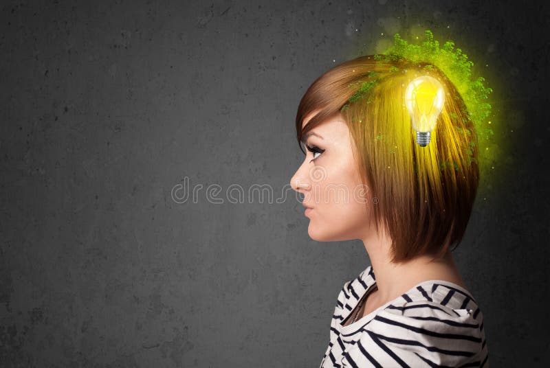 Young Mind Thinking of Green Eco Energy with Lightbulb Stock Image ...