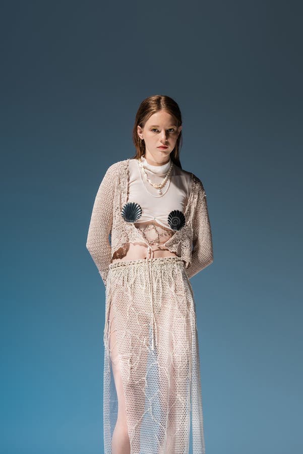 Young Model in Fishnet Skirt Standing Stock Image - Image of trendy ...