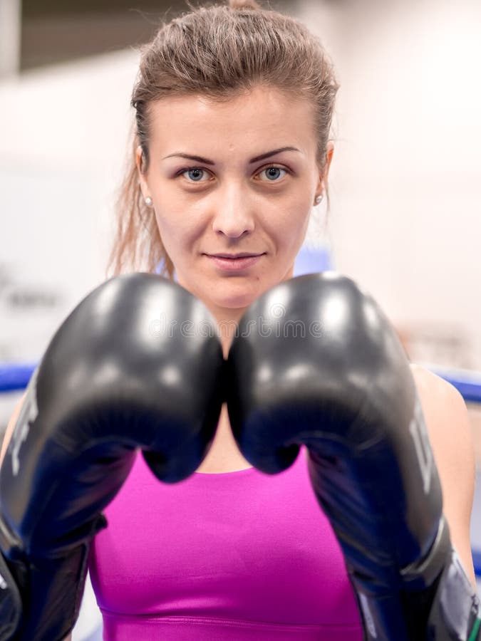 Young Model Girl Makes Exercises at the Gym in Front of Mirror Stock ...