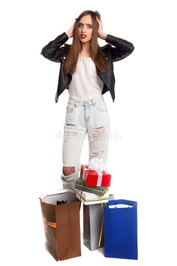 Young Model with Her Shopping Bags Stock Photo - Image of portrait ...