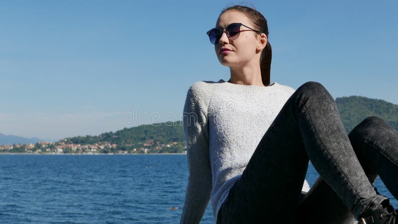 Young Model Poses by the Lake Stock Image - Image of woman, water ...
