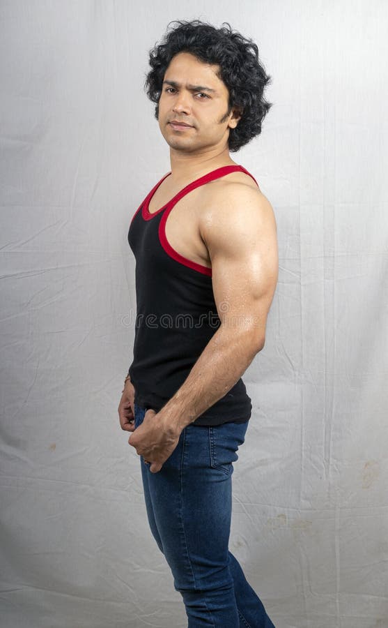 Young Model Wearing Black Vest Stock Image - Image of hair, fashion ...