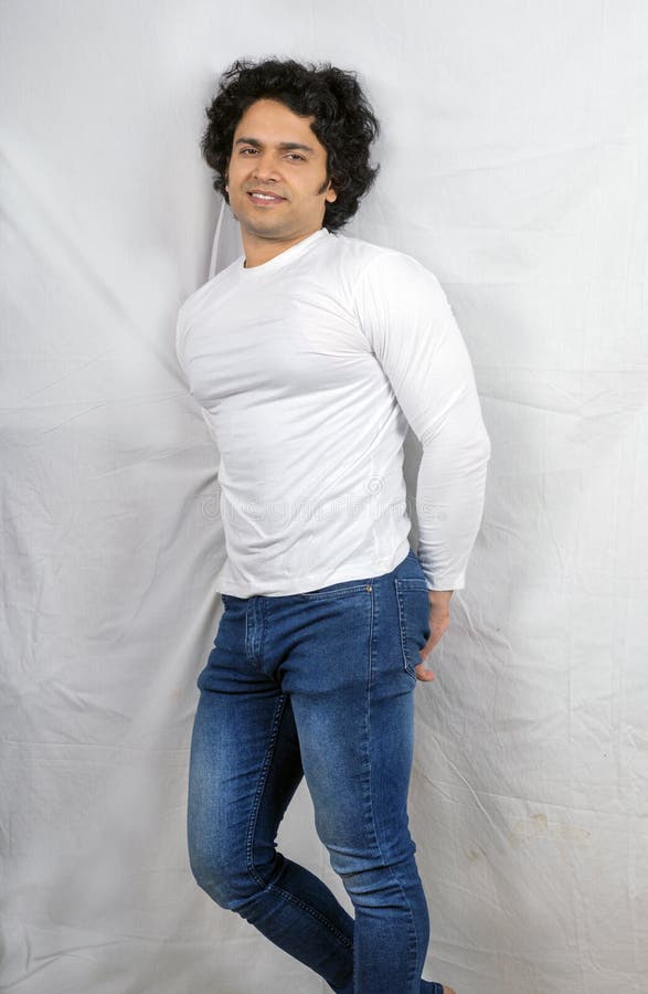 Young Model Wearing White Tshirt Stock Image - Image of beauty, young ...