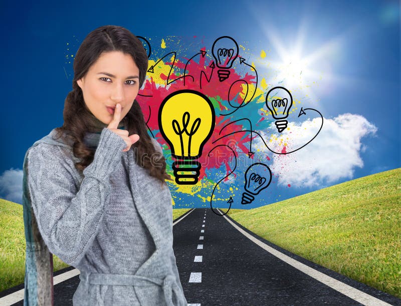 Young Model with Winter Clothes Keeping Secret Stock Illustration ...