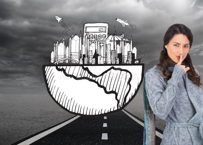 Young Model with Winter Clothes Keeping Secret Stock Illustration ...