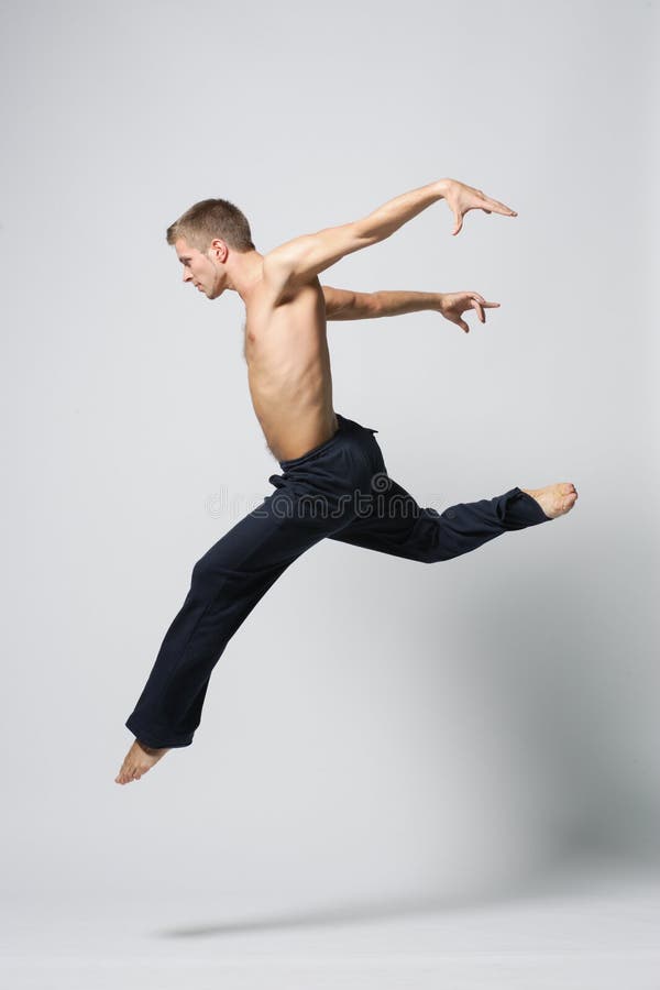 Modern Ballet Male Dancer Posing Over White Studio Background Stock ...
