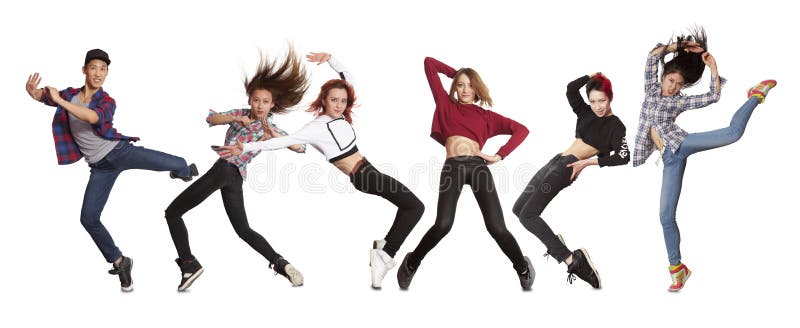 Young Modern Dancing Group Practice Dancing Stock Image - Image of ...