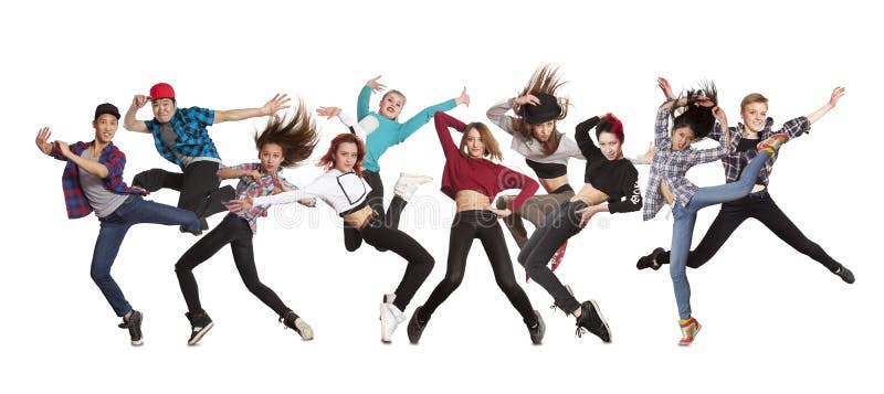 Young Modern Dancing Group Practice Dancing Stock Image - Image of ...