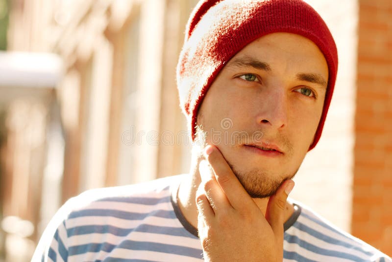 Hip Young Man with a Modern Hairstyle Stock Photo - Image of city ...