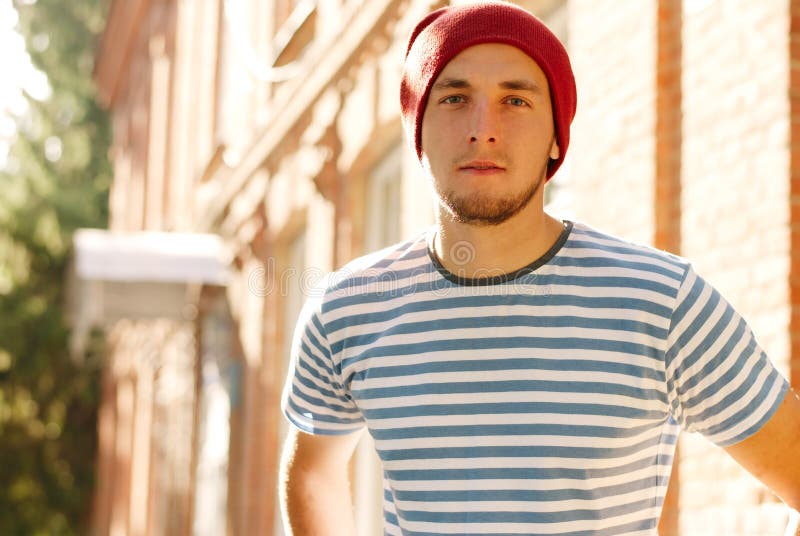 Young Modern Stylish Man with Red Cap Stock Image - Image of elegant ...