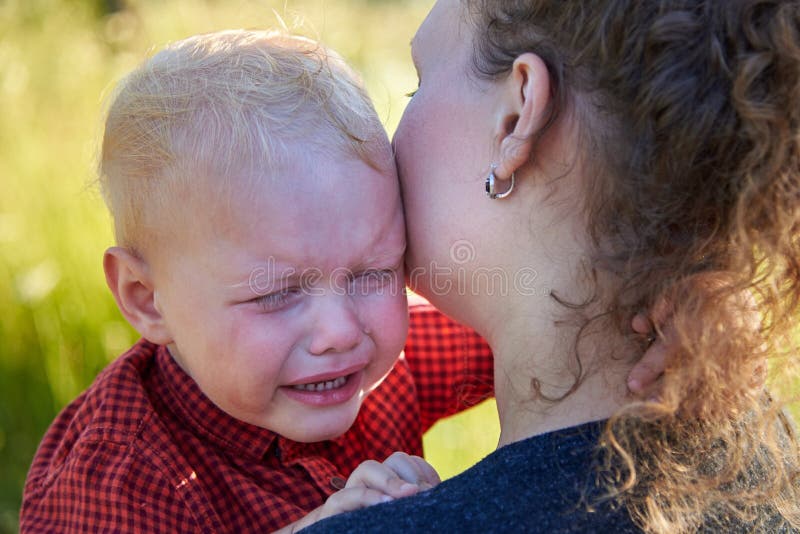 Mom Hugs Her Son Sadness Love Stock Photos - Free & Royalty-Free Stock ...