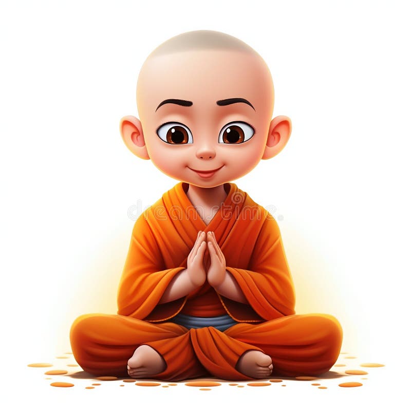 Young Monk Meditating in Lotus Pose. Generative Ai Stock Illustration ...