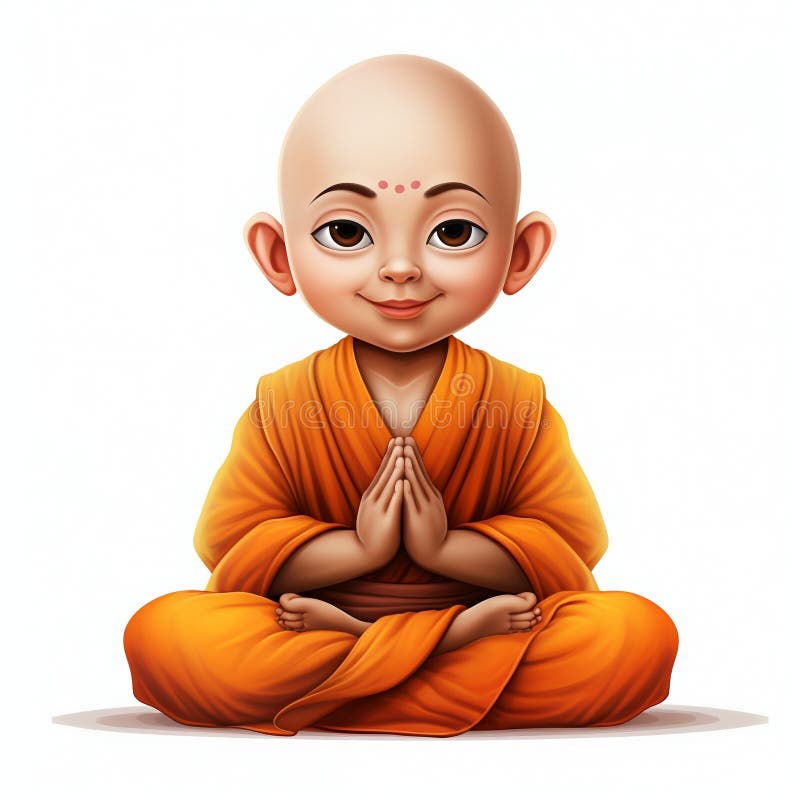 Young Monk Meditating in Lotus Pose. Generative Ai Stock Illustration ...