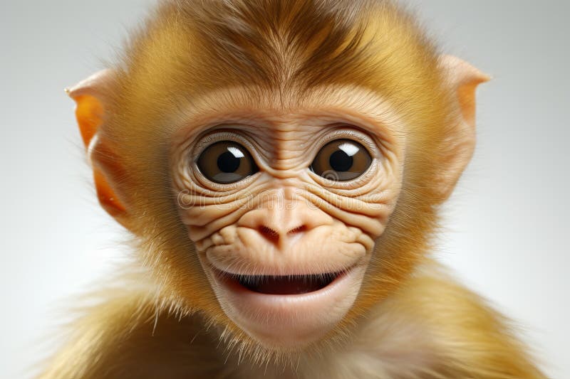 A Young Monkey Playfully Poses for the Camera in a Studio Stock Image ...