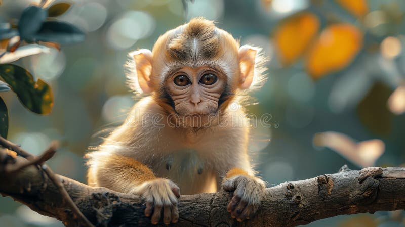 Curious Little Monkey stock illustration. Illustration of macro - 337243440