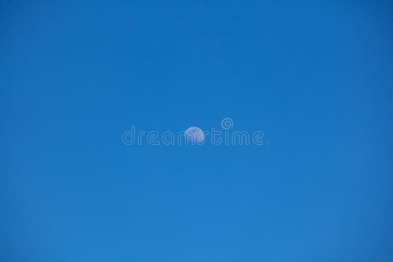 Young Moon on Light Blue Sky, Half Moon Stock Image - Image of cosmos ...