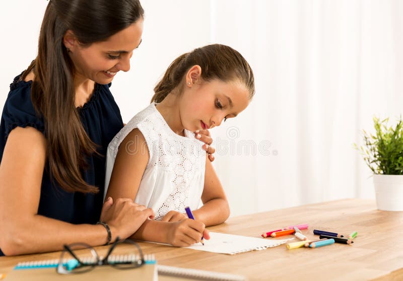 Helping with homework stock image. Image of homework - 97414119