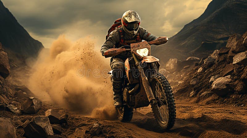 A Young Motorcycle Rider Extreme Jumping on a Rock Stock Image - Image ...