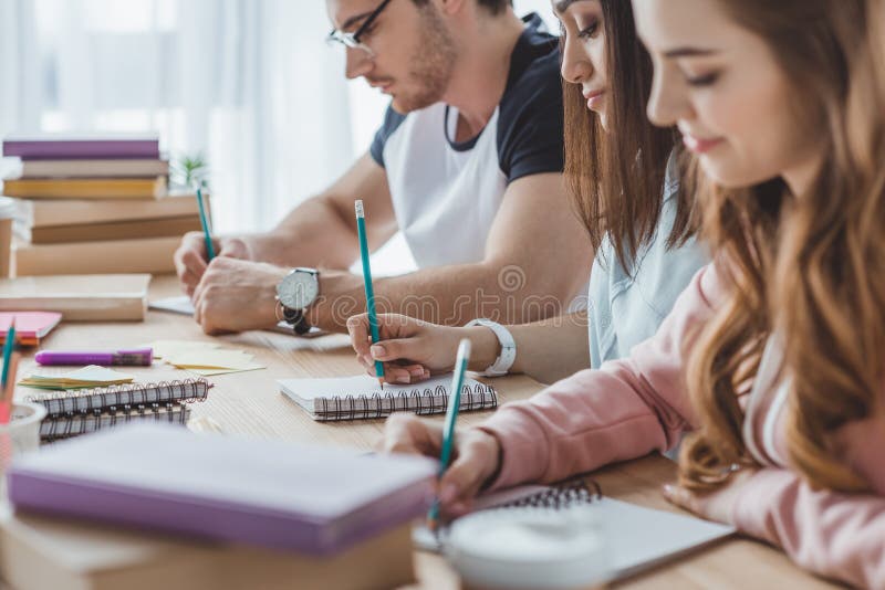 Students Writing a Test in School Concentrating Stock Photo - Image of ...