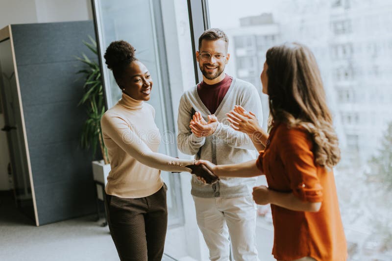 Young Multiethnic Startup Team Working in the Modern Office Stock Image ...