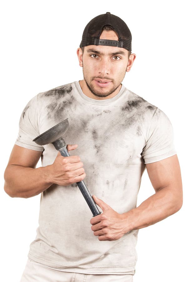 Young Muscular Latin Janitor Stock Photo - Image of builder, beard ...