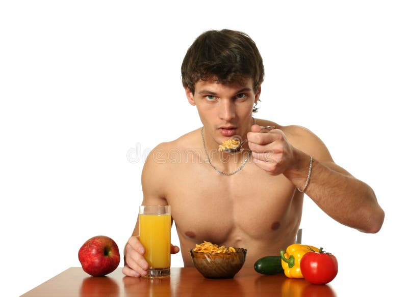 Young Muscular Man Eating His Breakfast Stock Image - Image of ...