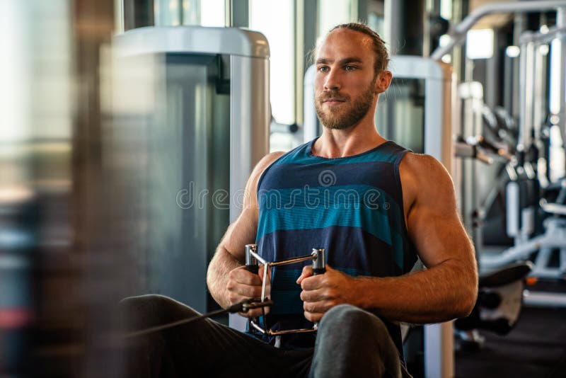 Young Muscular Man during Workout in the Gym Stock Image - Image of ...