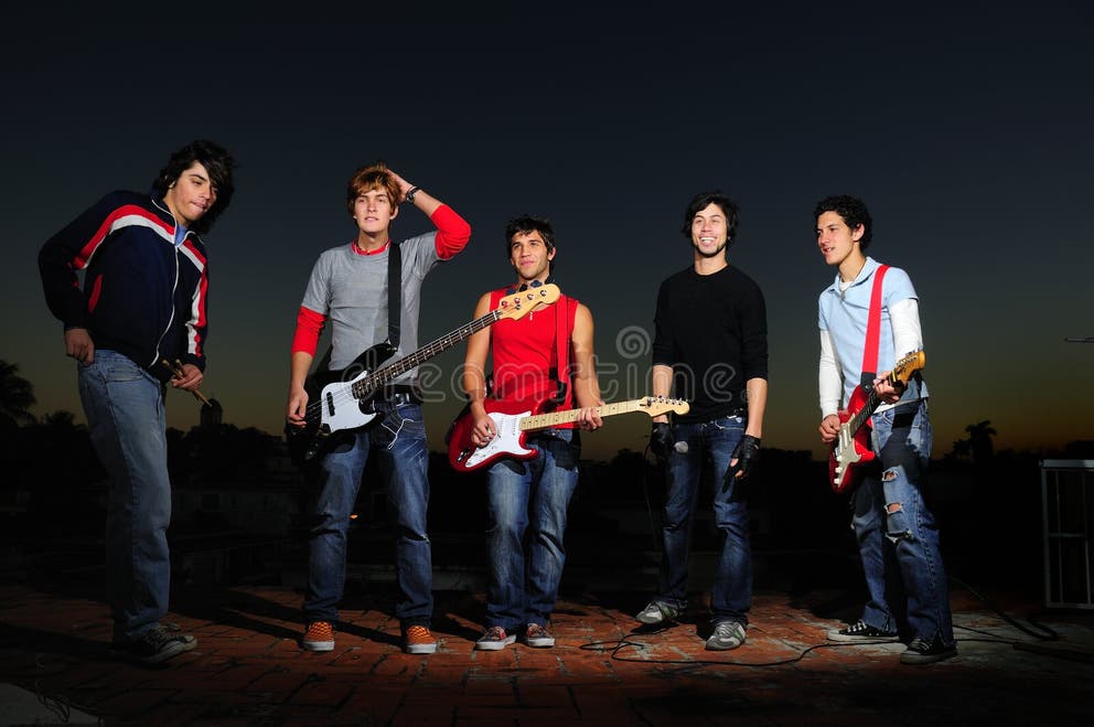 Young Musical Band Posing at Dusk Stock Photo - Image of fresh ...