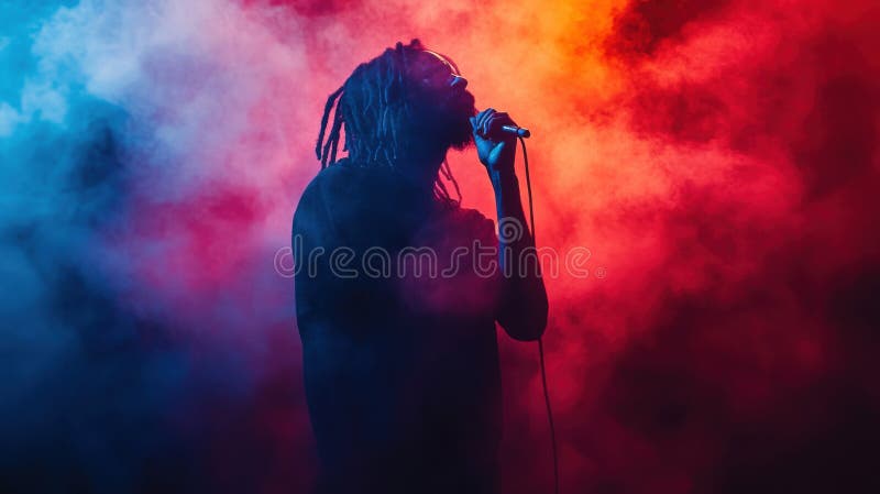 A Young Musician with Dreadlocks Passionately Performs on Stage ...