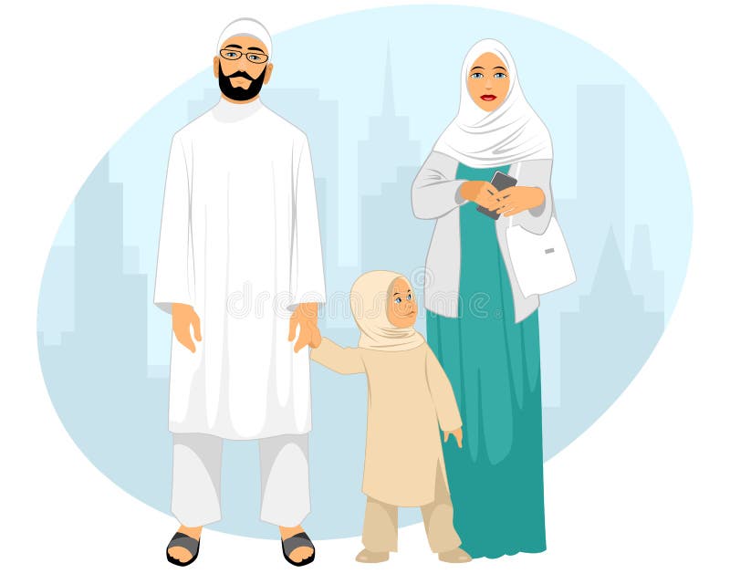 Isometric Muslim Family Set Stock Vector - Illustration of ethnic, home ...