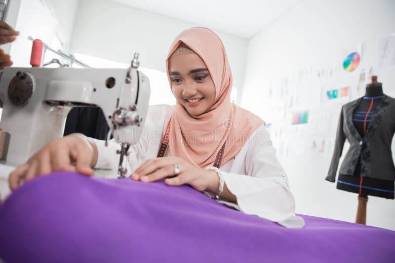 Young Muslim Fashion Designer Stock Image - Image of material, female ...