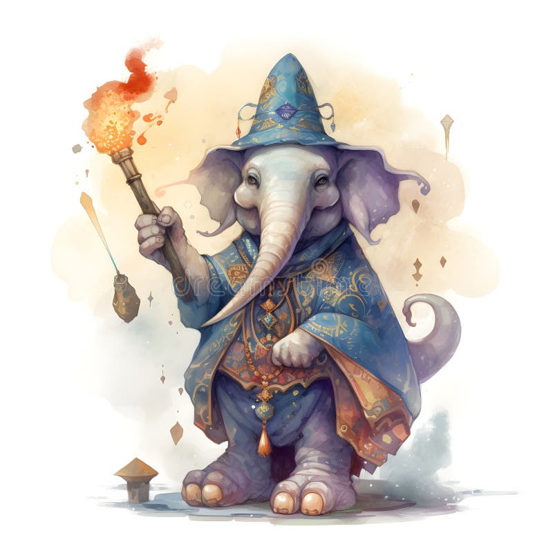 Young Mystical Wizard Elephant, Ai Generative Illustration Stock ...