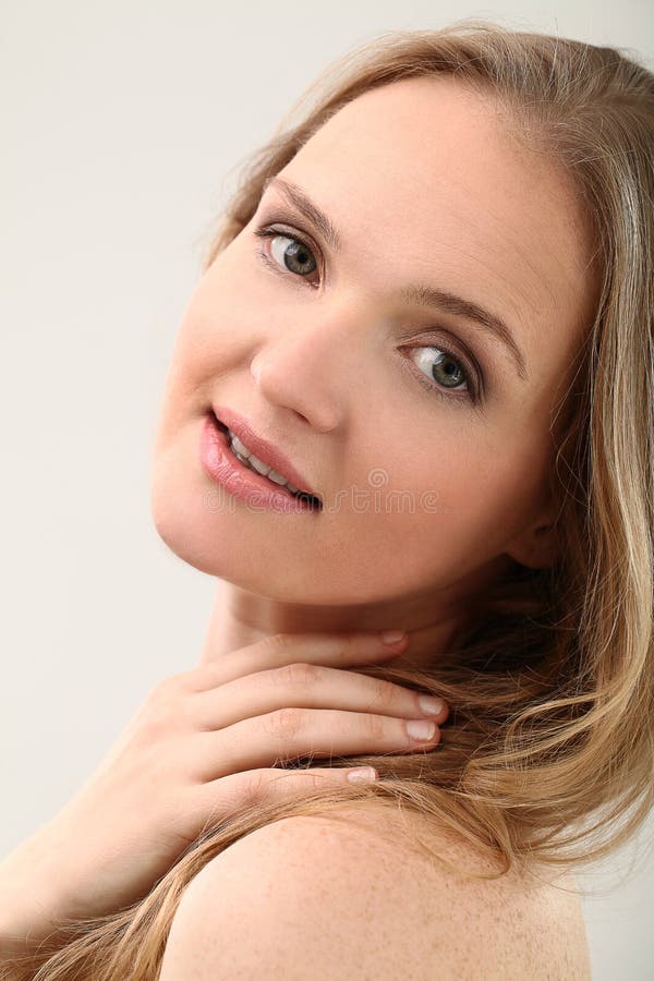 Young Natural Woman with Clear Face Stock Photo - Image of background ...