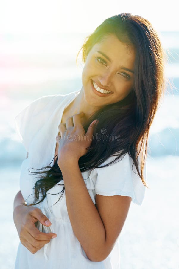 Young and Naturally Beautiful. Pretty Woman Smiling at the Camera ...