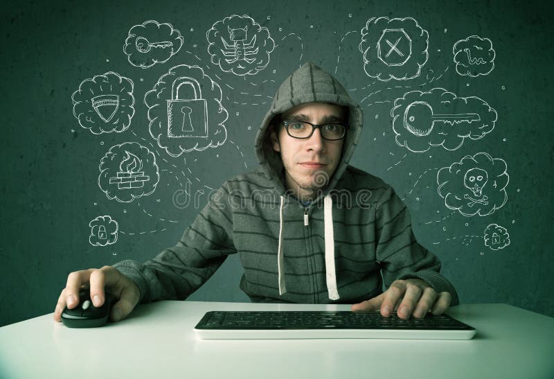Young Nerd Hacker With Virus And Hacking Thoughts Stock Image - Image ...