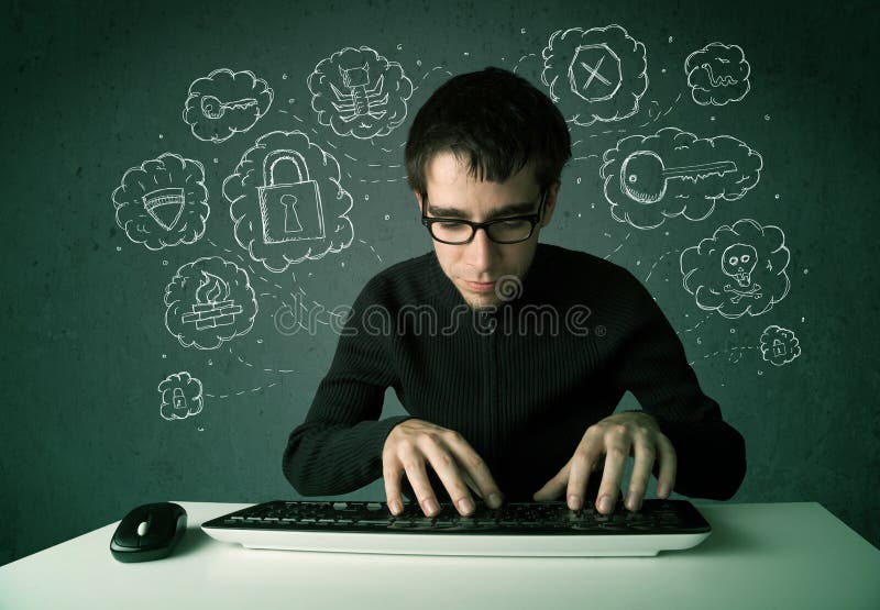 Hacker Decoding Information from Futuristic Network Technology Stock ...