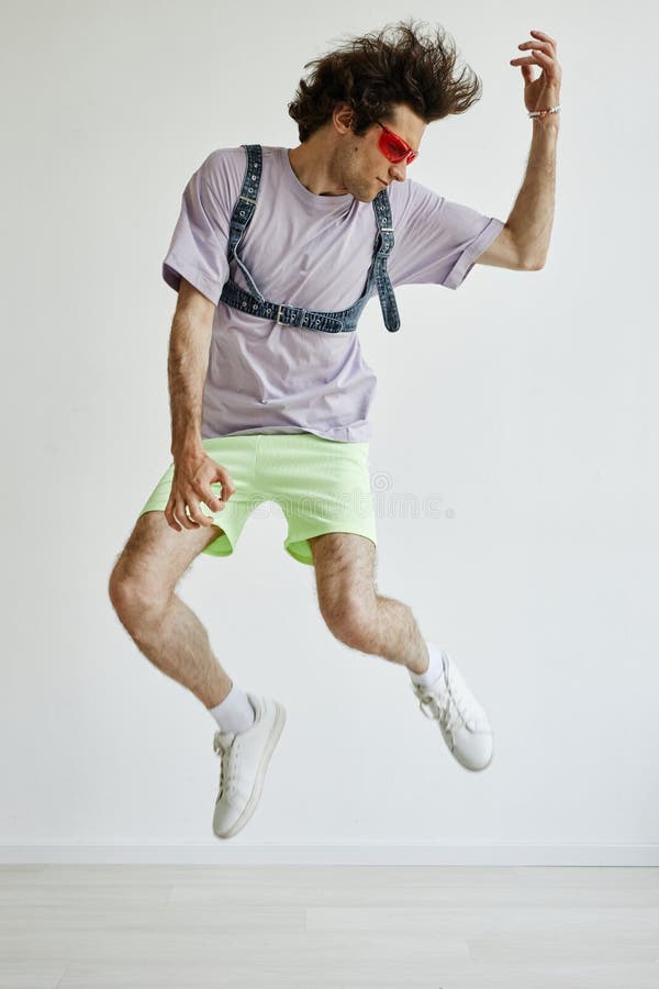 Young Non Binary Man Jumping in Air Stock Image - Image of portrait ...
