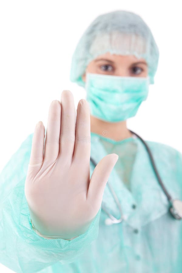 Young Nurse Making Stop Sign Stock Photo - Image of adult, blue: 23314218