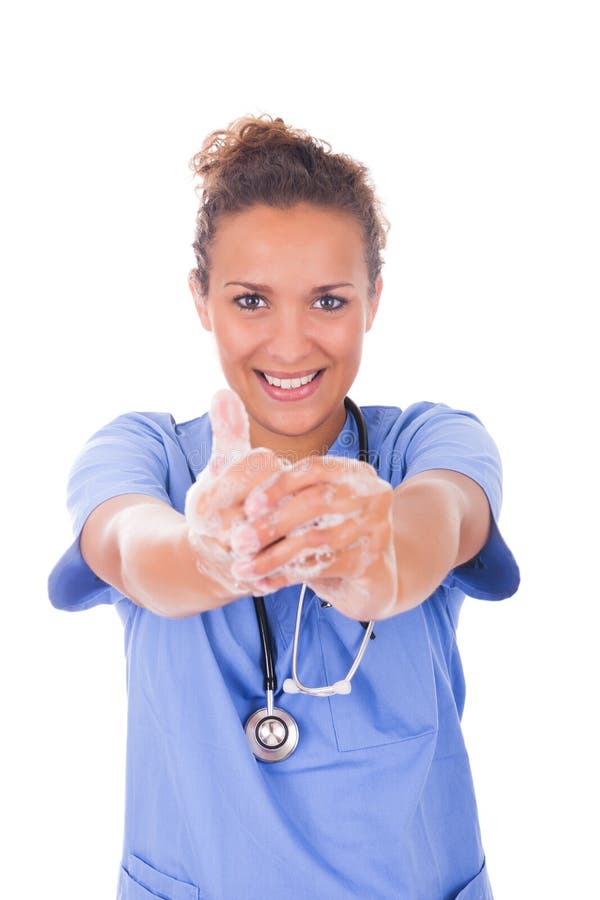 Nurse With Hands On Senior Patients Shoulders In Clinic Stock Photo ...