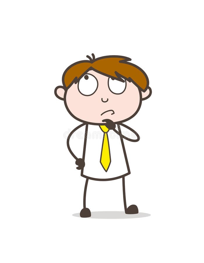 Young Office Employee Thinking an Idea Vector Concept Stock ...