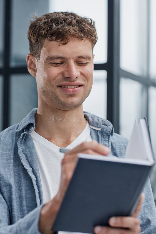 Young Office Man at Workplace Making Notes Stock Image - Image of ...
