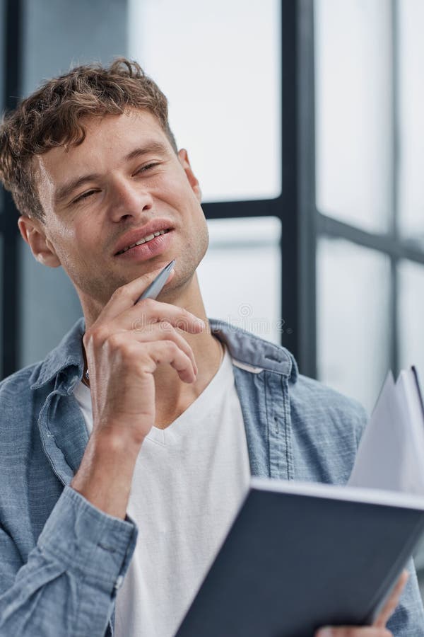 Young Office Man at Workplace Making Notes Stock Image - Image of black ...